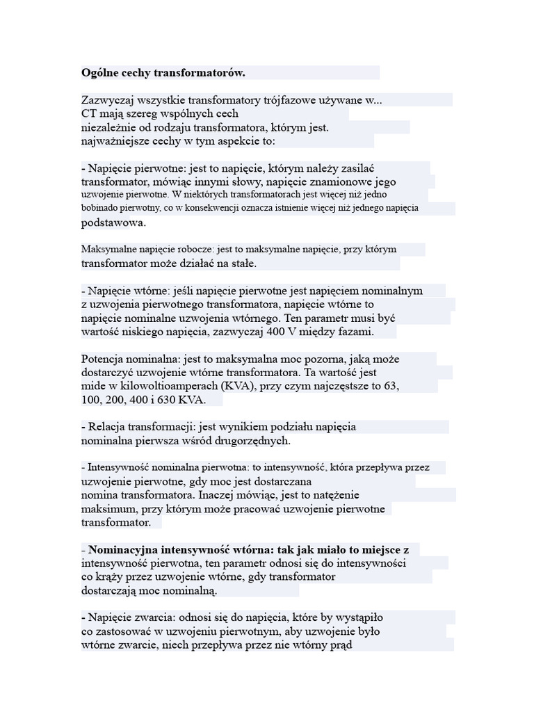Ogólne Cechy Transformatorów | PDF