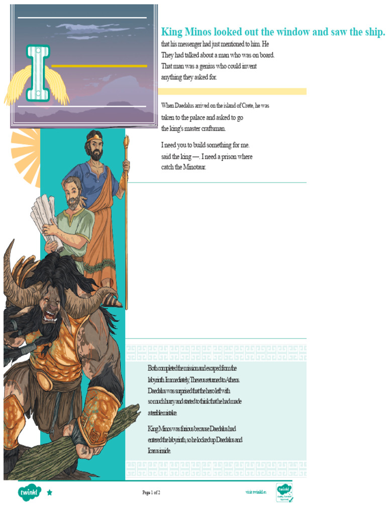 Daedalus and Icarus: Greek Myth Summary | PDF | Minotaur
