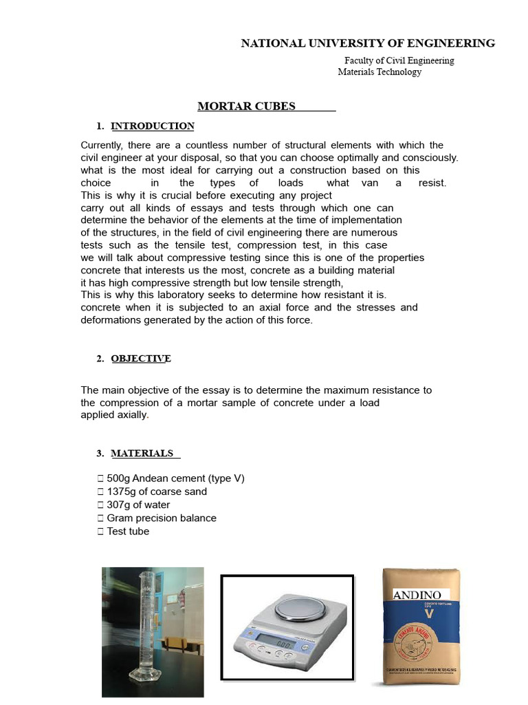 Compressive Strength of Mortar Cubes | PDF | Strength Of Materials ...