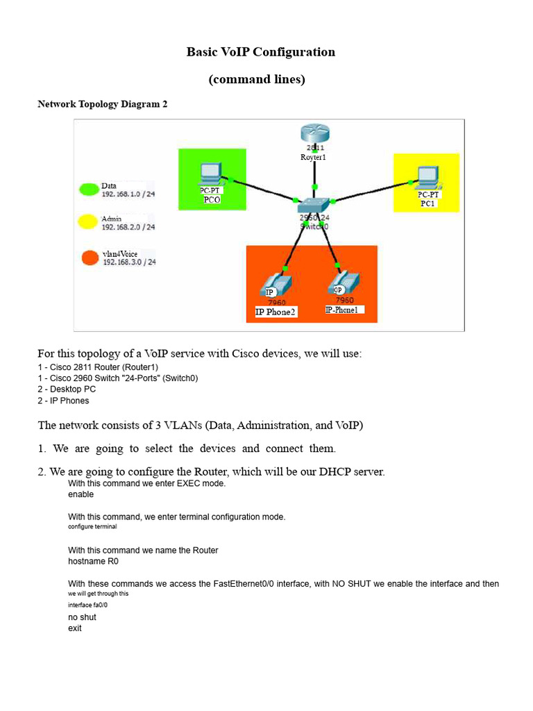 UNIT 5 - 2 Basic VoIP Configuration (command lines) | PDF | Computer ...