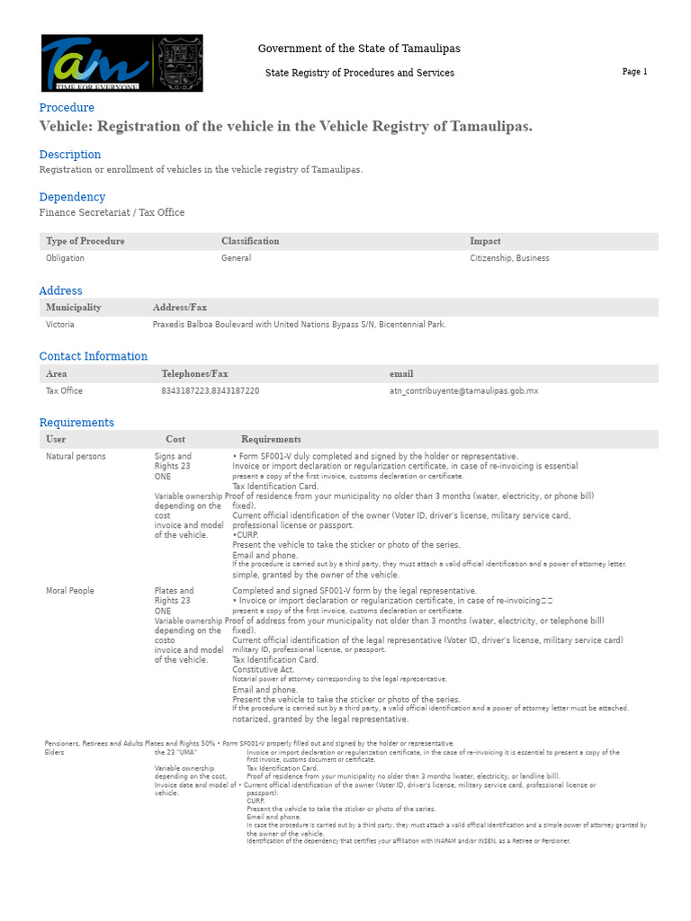 Vehicle Registration in The Vehicle Registry | PDF | Identity Document ...