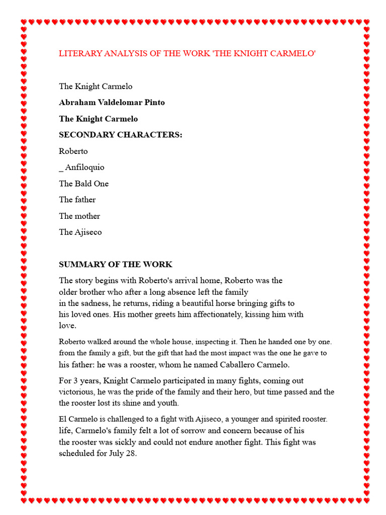 Literary Analysis of The Work | PDF