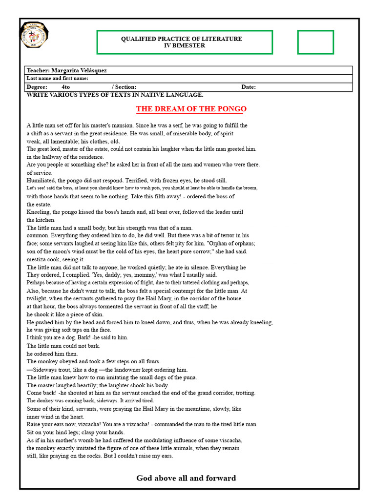 PRACTICE_THE_DREAM_OF_THE_PONGO 4th NSP (1) | PDF | Angel