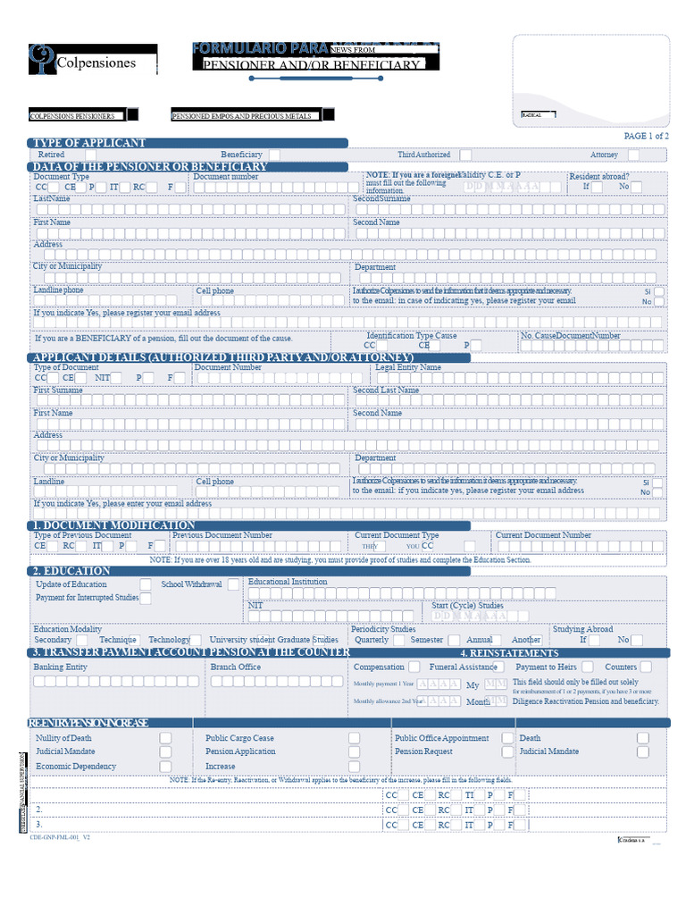 Form For Updates On Pensioner And/or Beneficiary | PDF | Identity Document