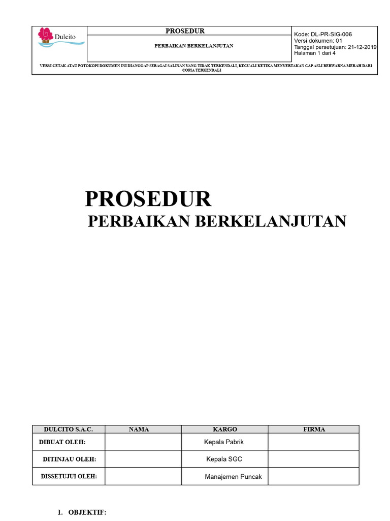 Prosedur Perbaikan Berkelanjutan DULCITO | PDF
