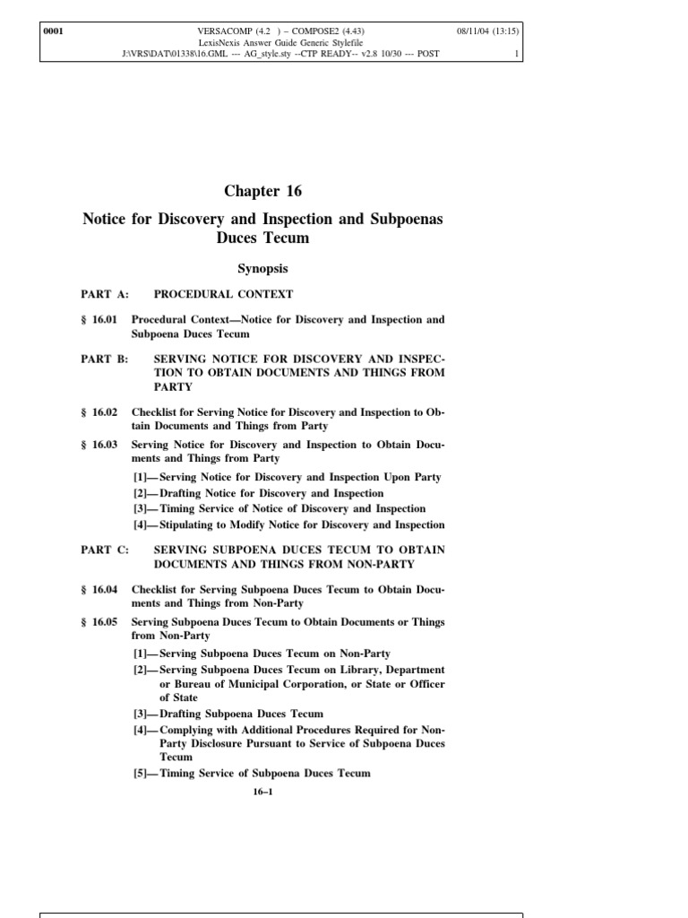 Discovery and Subpoena Procedures in NY | PDF | Subpoena Duces Tecum ...