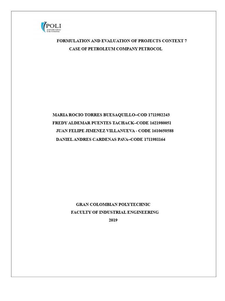 Final Delivery of Project Formulation and Evaluation Context 7 | PDF ...