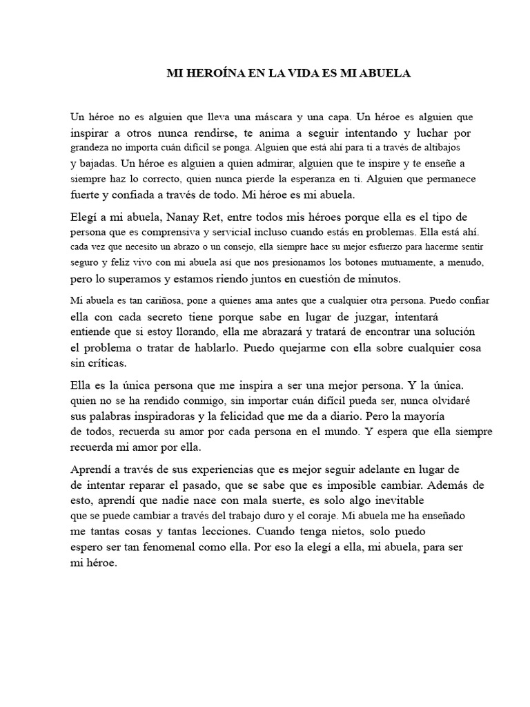 Mi Heroína en La Vida Es Mi Abuela | PDF