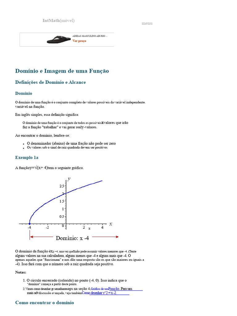 Domínio e Alcance de Funções Matemáticas | PDF | Domínio de denominação ...