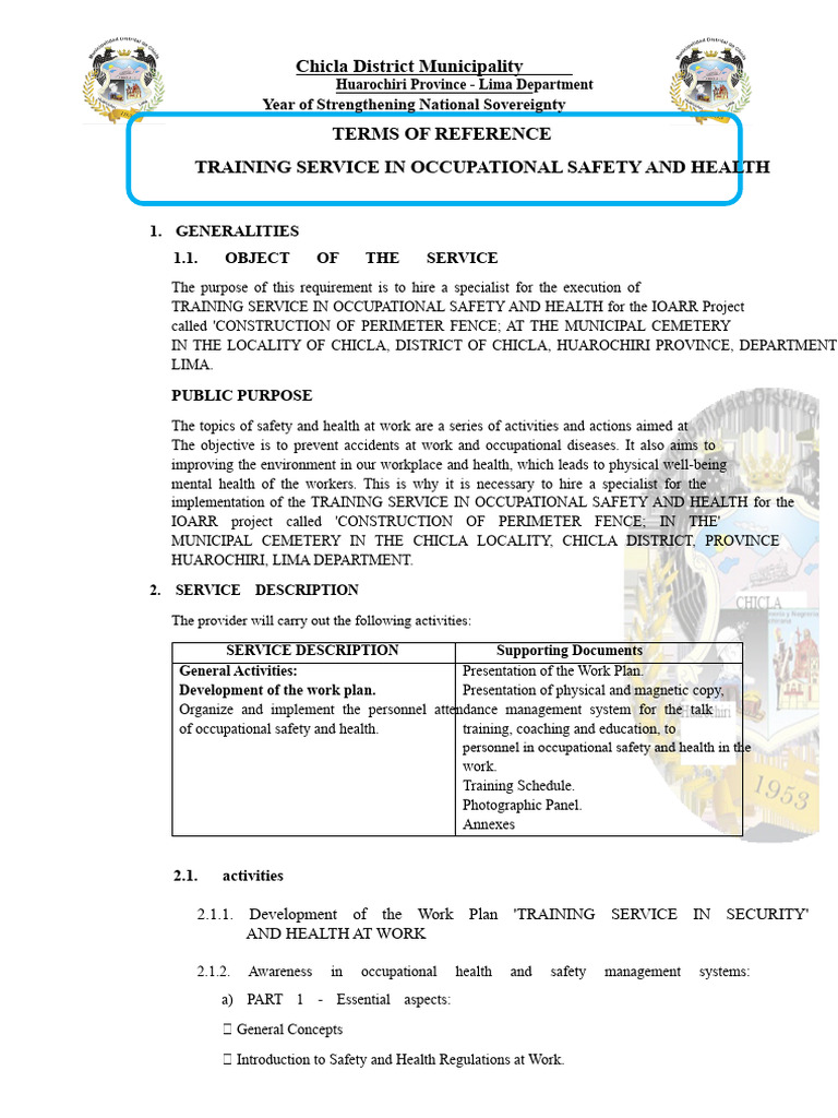 TDR Training in Occupational Health and Safety | PDF | Occupational ...