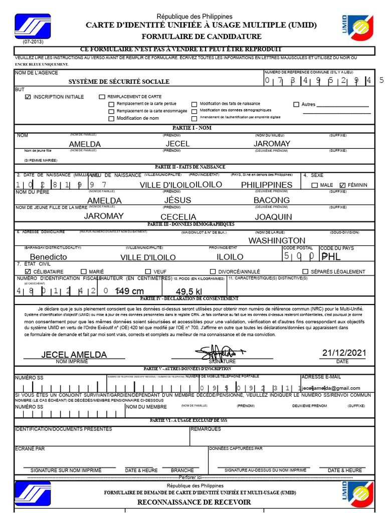 Demande SSSForms UMID | PDF | Document d'identité | Banques