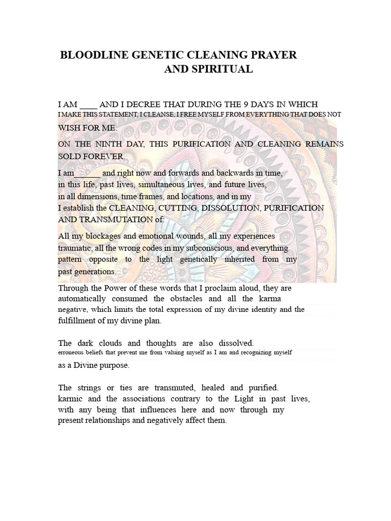 Prayer For Cleaning of Bloodline and Spiritual Lineage | PDF | Prayer ...