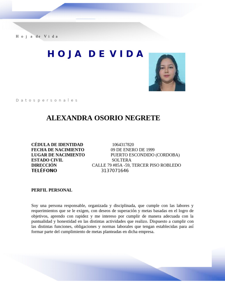 Hoja de Vida de Alexa | PDF