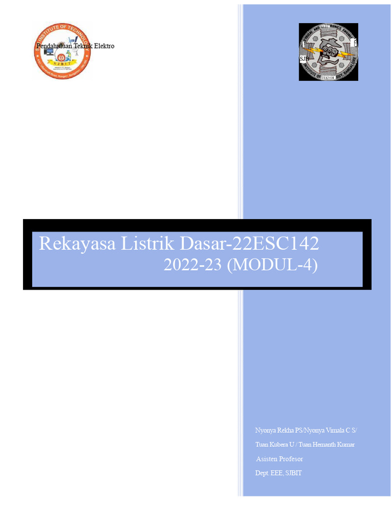 Pengantar Rekayasa Listrik 22ESC142 | PDF