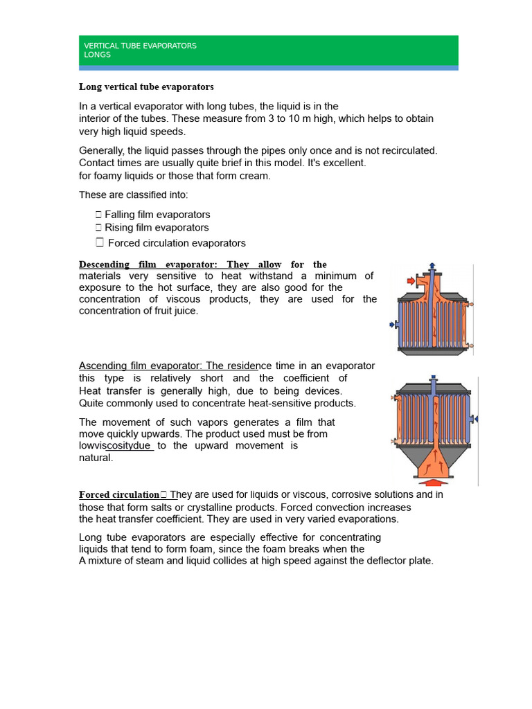 Long Vertical Tube Evaporators | PDF | Liquids | Pump