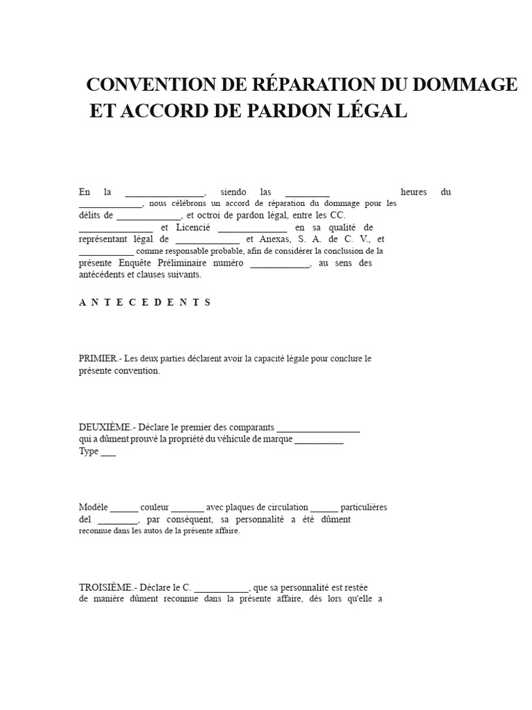 Accord de Réparation et Pardon Légal | PDF | Justice | Crime et violence