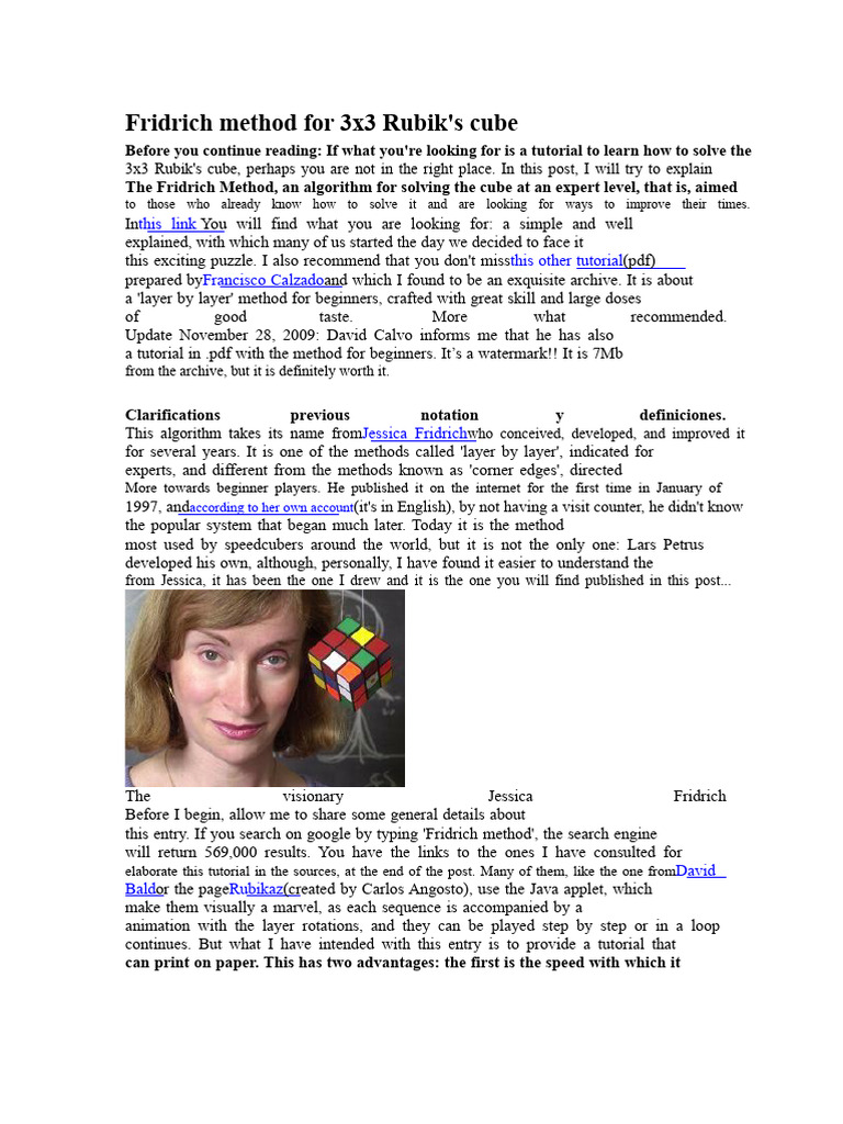 Fridrich Method For 3x3 Rubik's Cube | PDF | Logic Puzzles