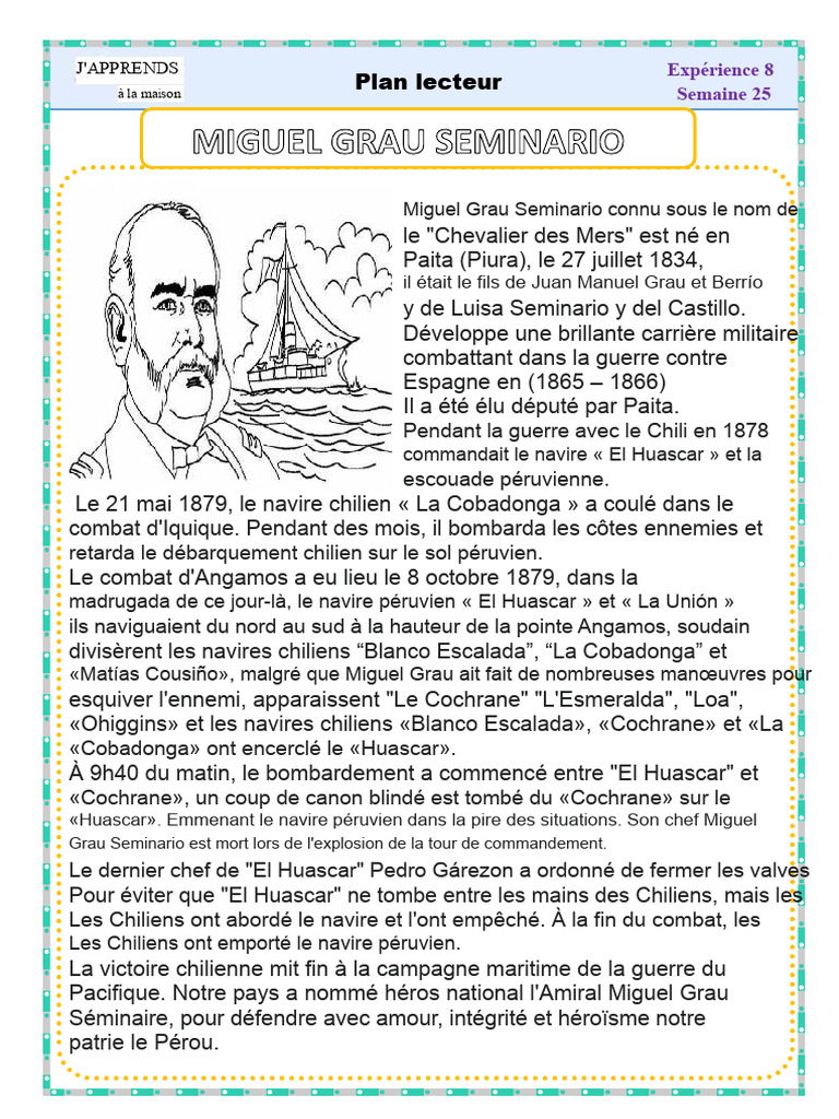 Plan de Lecture Miguel Grau Seminario Octobre | PDF | Conflits ...