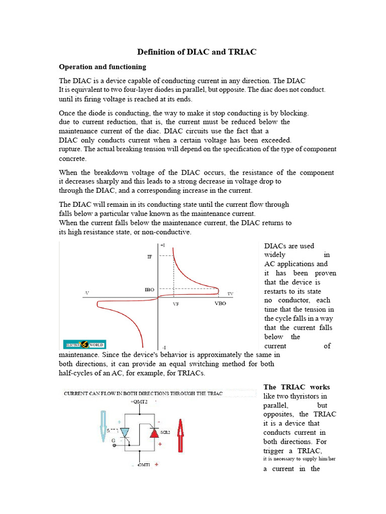 DIAC and TRIAC: Definitions and Functions | PDF | Field Effect ...