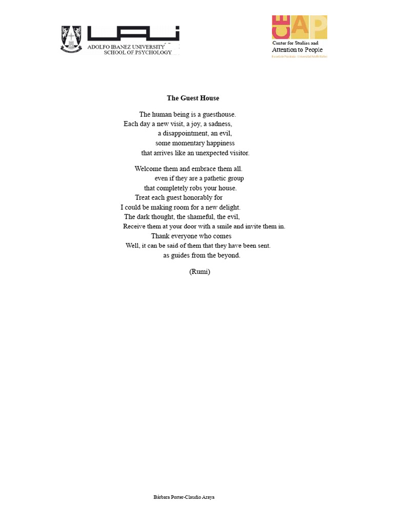 Rumi's "The Guest House" Poem | PDF