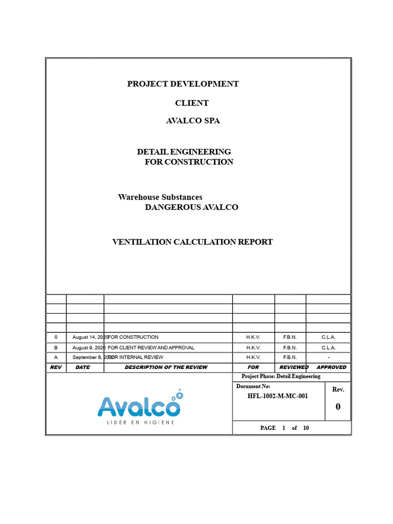Ventilation Report for AVALCO Warehouse | PDF | Flow Measurement | Heat