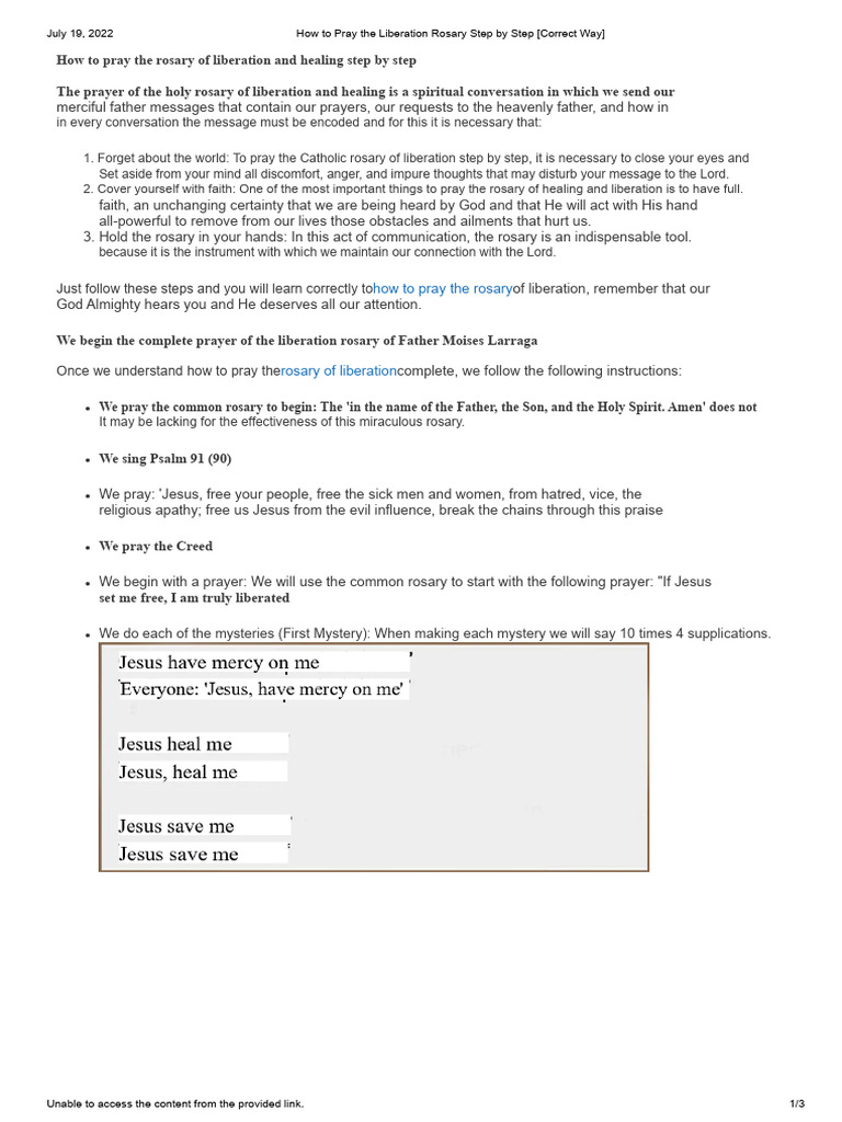 How To Pray The Liberation Rosary Step by Step | PDF | Rosary | Prayer
