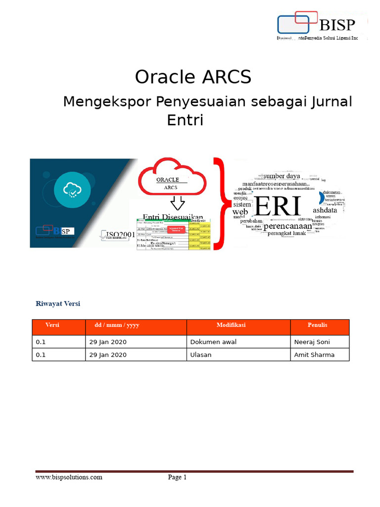 Ekspor Penyesuaian Jurnal Oracle ARCS | PDF