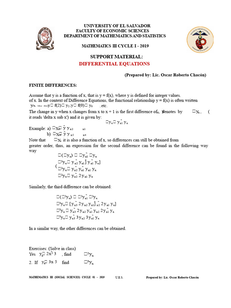 Difference Equations 01-19 | PDF | Recurrence Relation | Equations