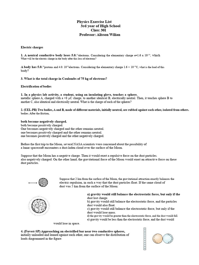 High School Physics Exercises on Electric Charges | PDF | Electric ...