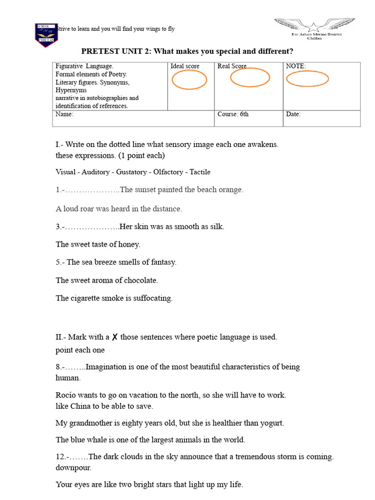 Test Poems 6th | PDF | Poetry
