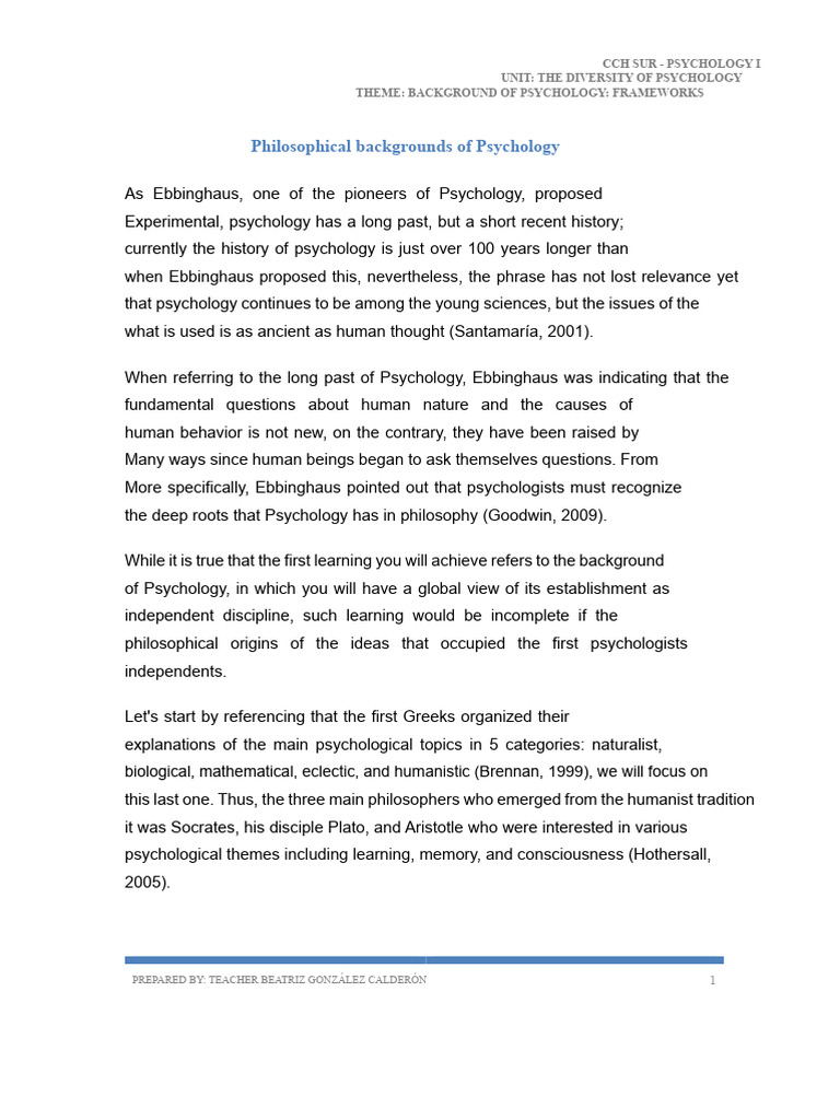 Philosophical background of Psychology | PDF | Idea | Knowledge