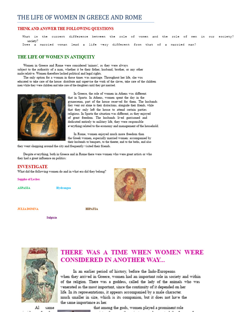 The Life of Women in Greece and Rome | PDF | Ancient Greece | Classical ...