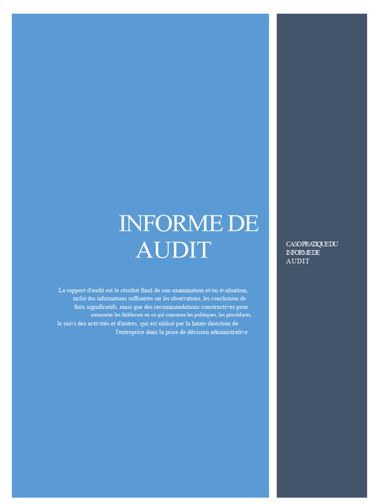 Rapport d'Audit : Importance et Objectifs | PDF | Audit | Business