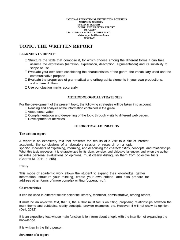 Guide The Written Report 8° | PDF | Idea