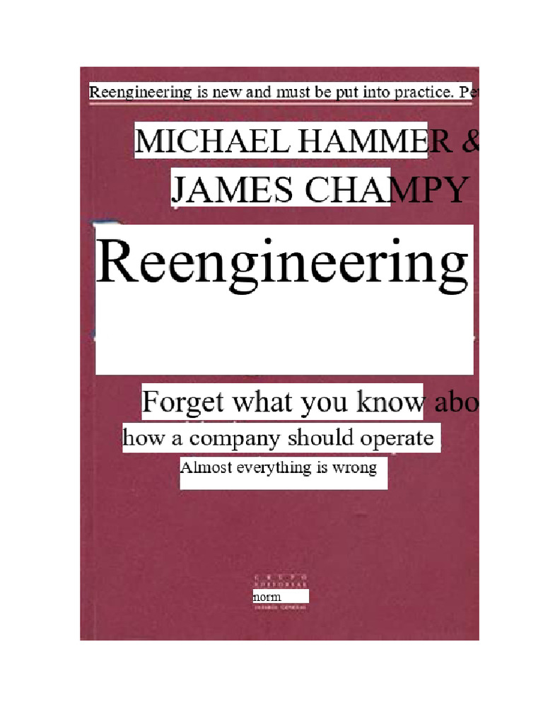 Summary of The Book Reengineering by Michael Hammer and James Champy ...