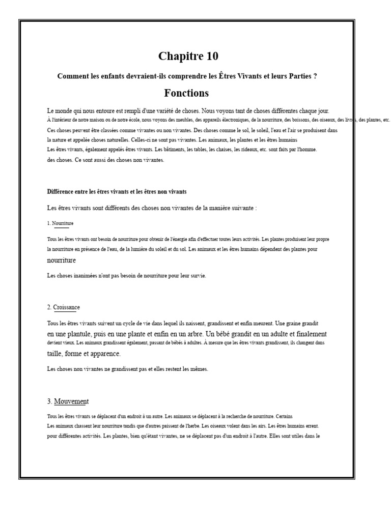 Comprendre les Êtres Vivants et Non Vivants | PDF | Cellule (Biologie ...