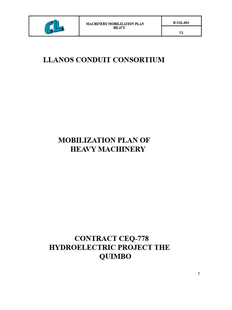 D-ssl-004 Heavy Machinery Mobilization Plan | PDF | Truck | Traffic