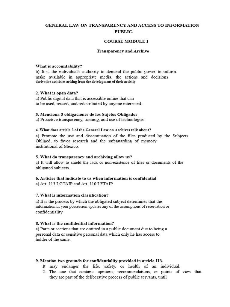 Transparency and Access to Information Guide | PDF