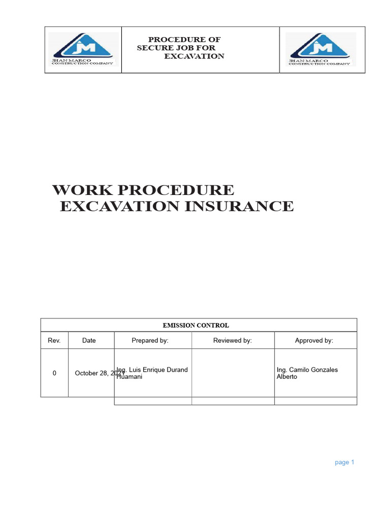 Pets-07 - Written Work Procedure For Excavation | PDF | Occupational ...