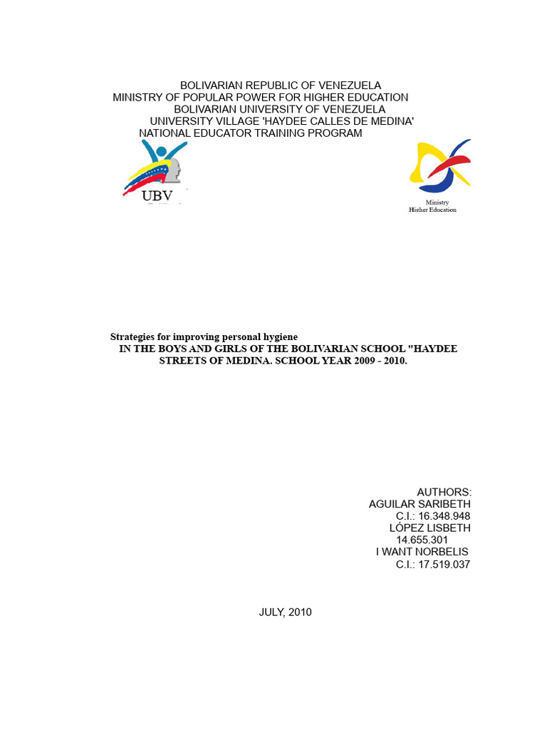 HYGIENE PROJECT Haydee Calles | PDF | Hygiene
