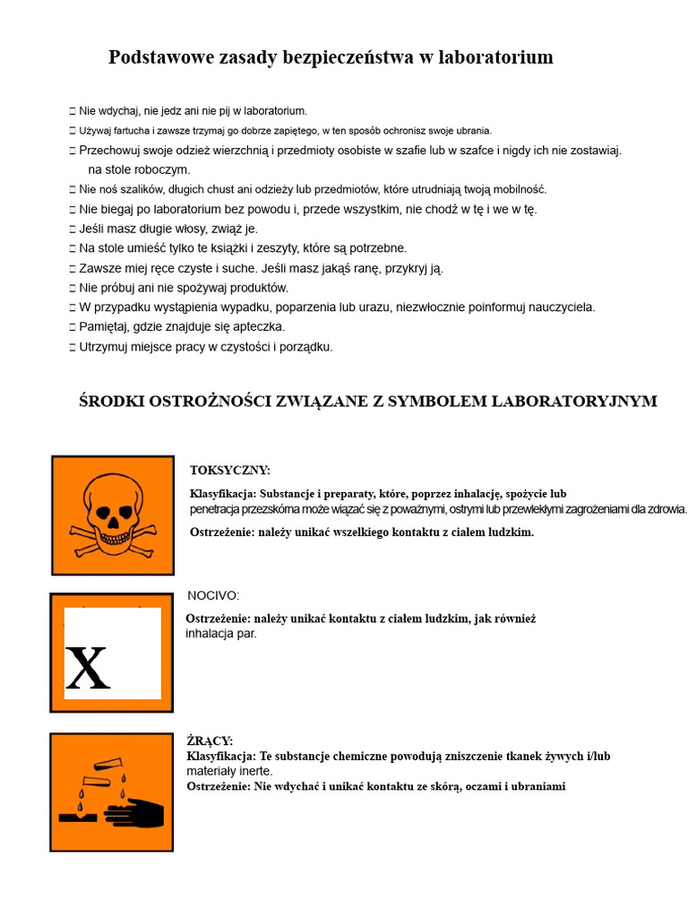 Podstawowe Zasady Bezpieczeństwa W Laboratorium | PDF