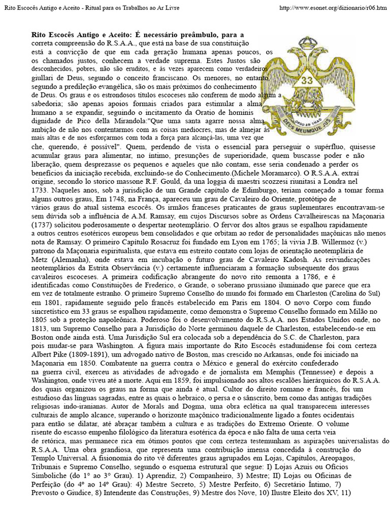 Rito Escocês Antigo e Aceito: Ritual Externo | PDF | Loja Maçônica ...