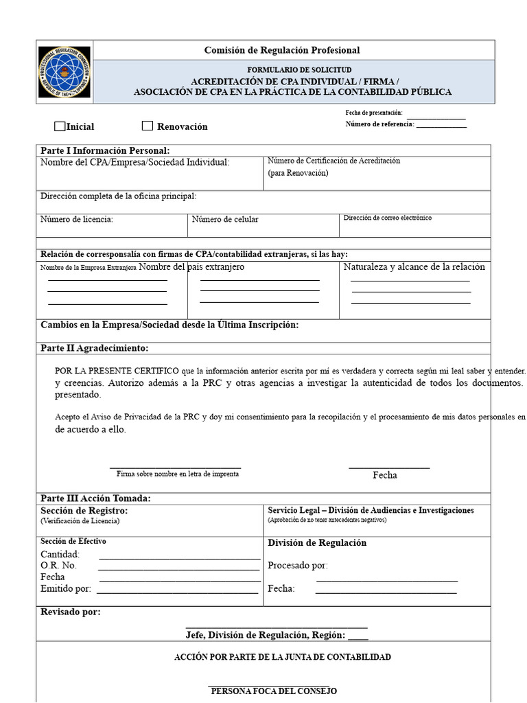 ACD-BOA-01 Rev 04 Formulario de Solicitud Acreditación de Firma de CPA ...