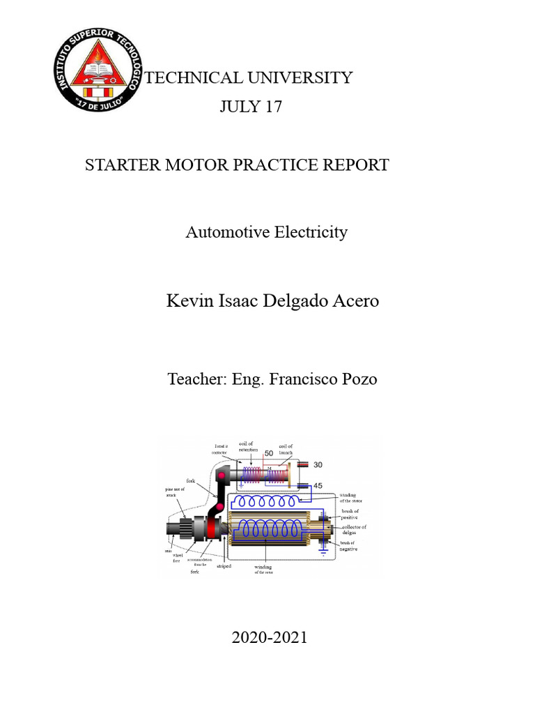Starter Motor Practice Report | PDF | Electric Motor | Propulsion