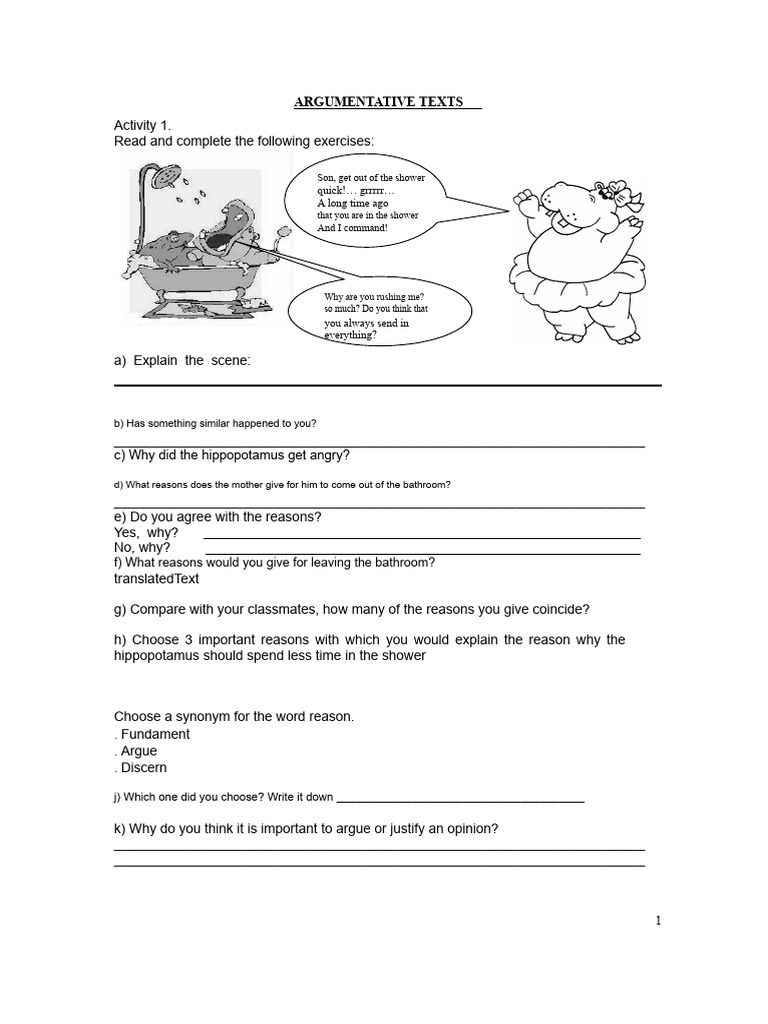 Argumentative Texts Exercise | PDF | Reason | Psychological Concepts