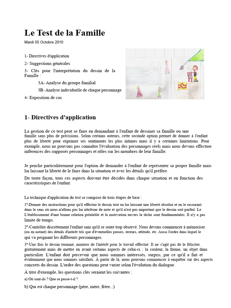Interprétation du dessin familial chez l'enfant | PDF | Dessin | Peur