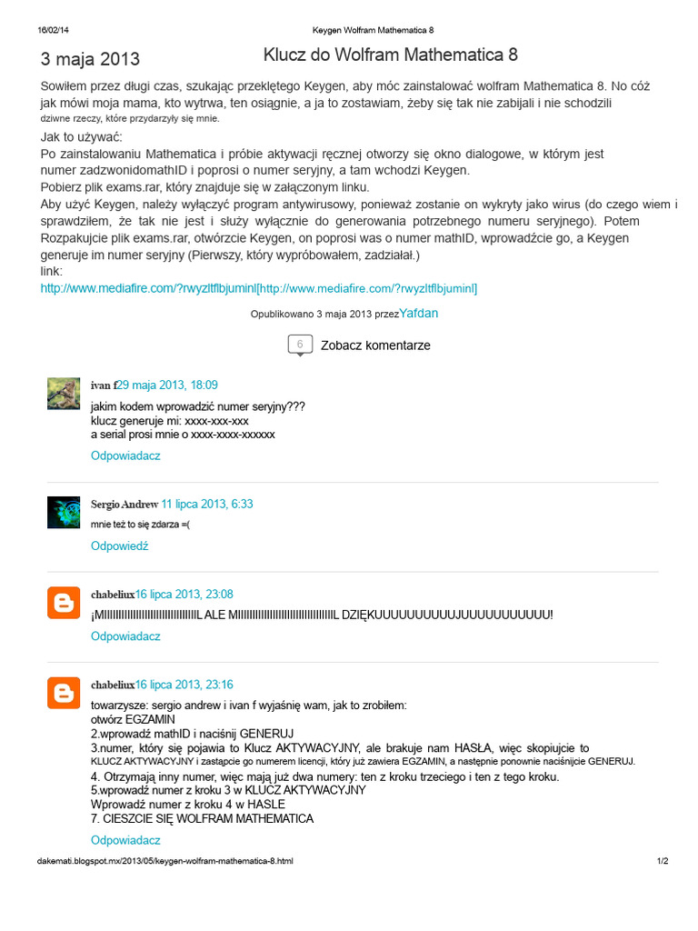 Keygen Wolfram Mathematica 8 | PDF