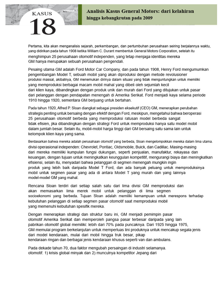 Sejarah dan Kebangkrutan General Motors | PDF