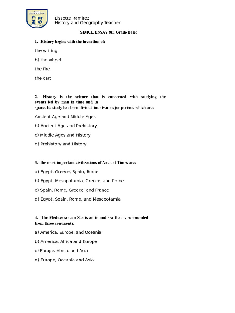 Simce Essay 8TH Grade Basic | PDF | Europe | Democracy