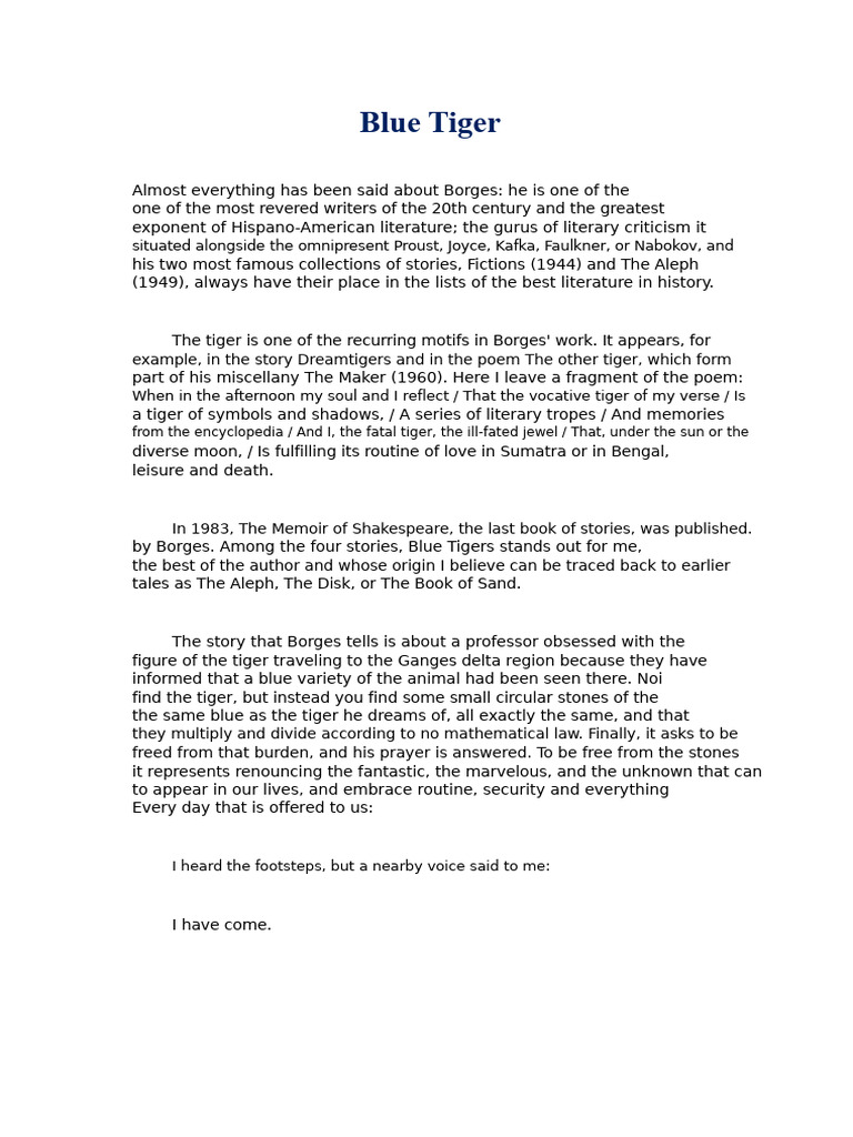 Blue Tiger | PDF